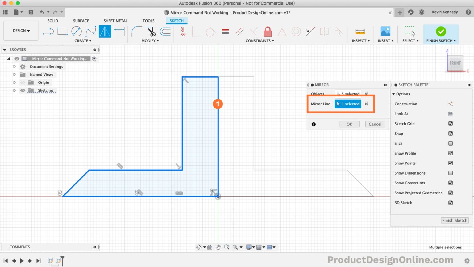 Mirror Command Not Working in Fusion 360 - Product Design Online