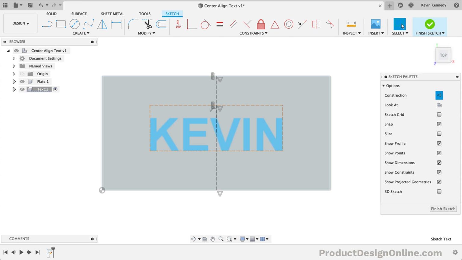 Aligning Text to Center in Fusion 360 - Product Design Online