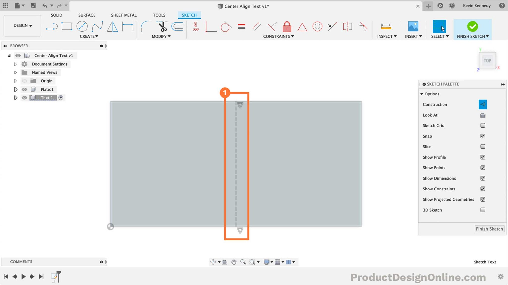Aligning Text to Center in Fusion 360 - Product Design Online