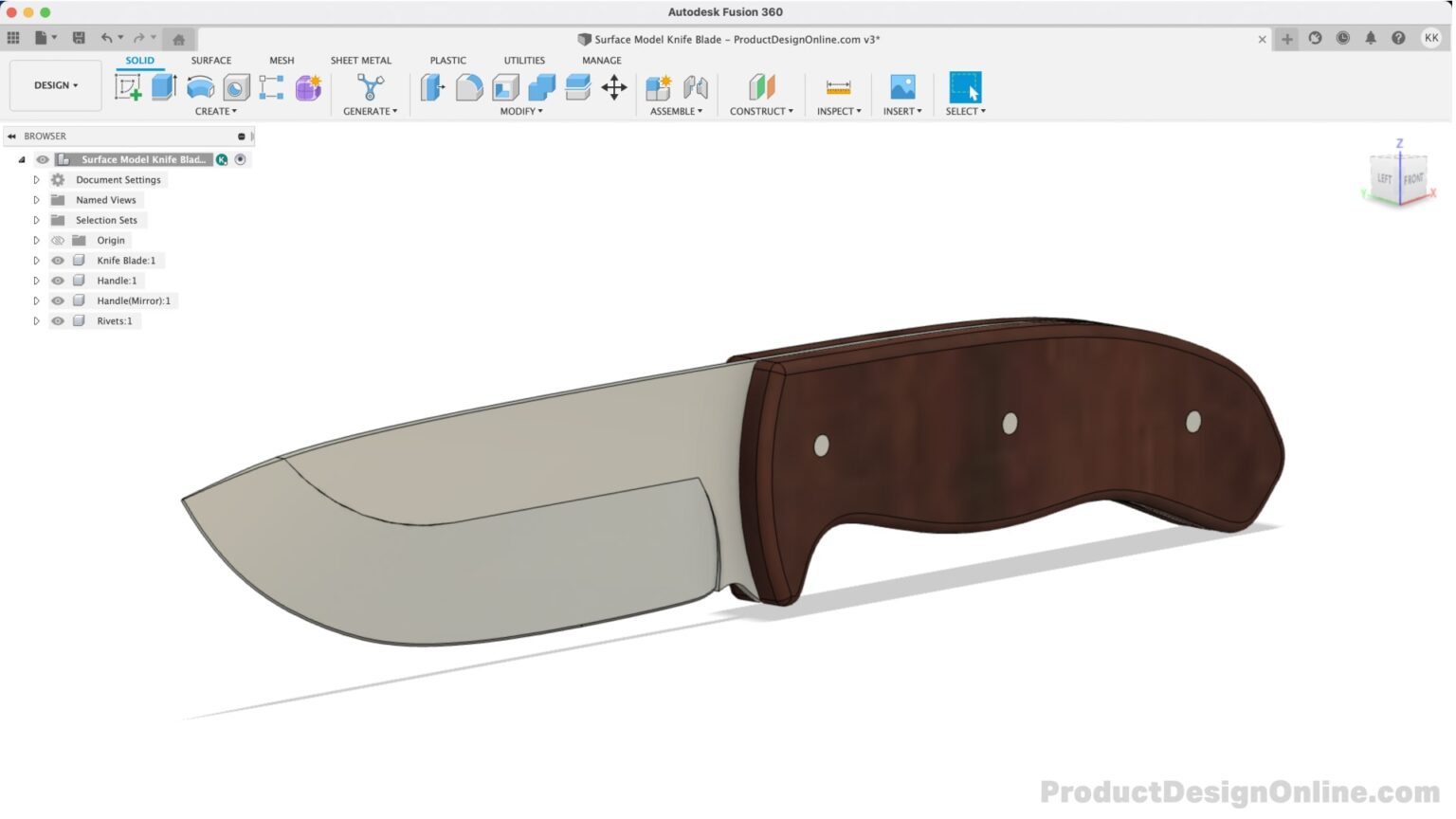 Surface Modeling a Knife Blade in Fusion 360 - Product Design Online