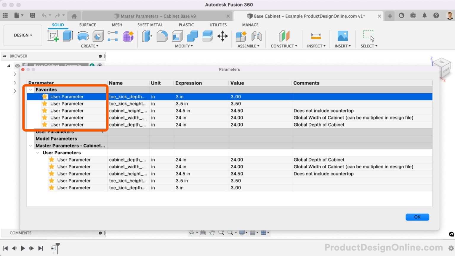How to Create and Use Global Parameters in Fusion 360 - Product Design ...