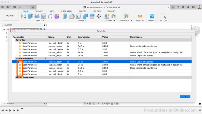 How to Create and Use Global Parameters in Fusion 360 - Product Design ...